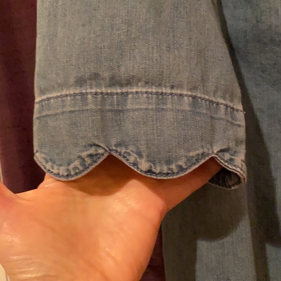 Talbots | Dresses | Talbots Denim Dress W Scalloped Hem And Sleeves ...